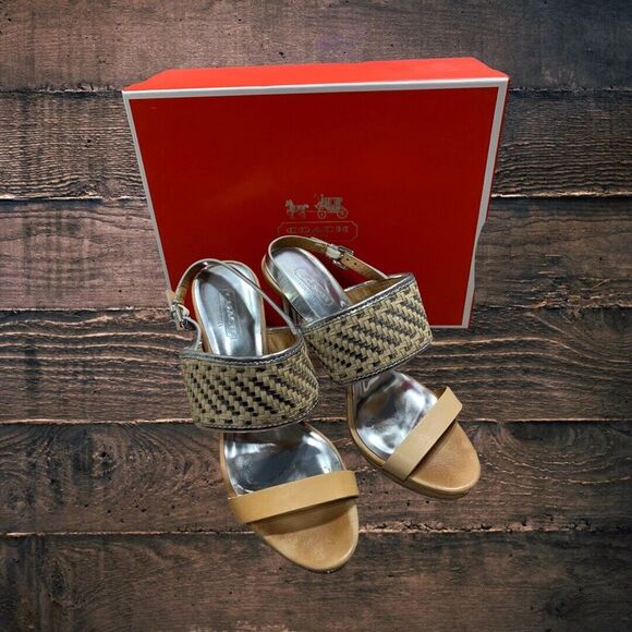 Coach | Shoes | Coach Womens Leather Woven Steffi Slingbacks Sandals ...